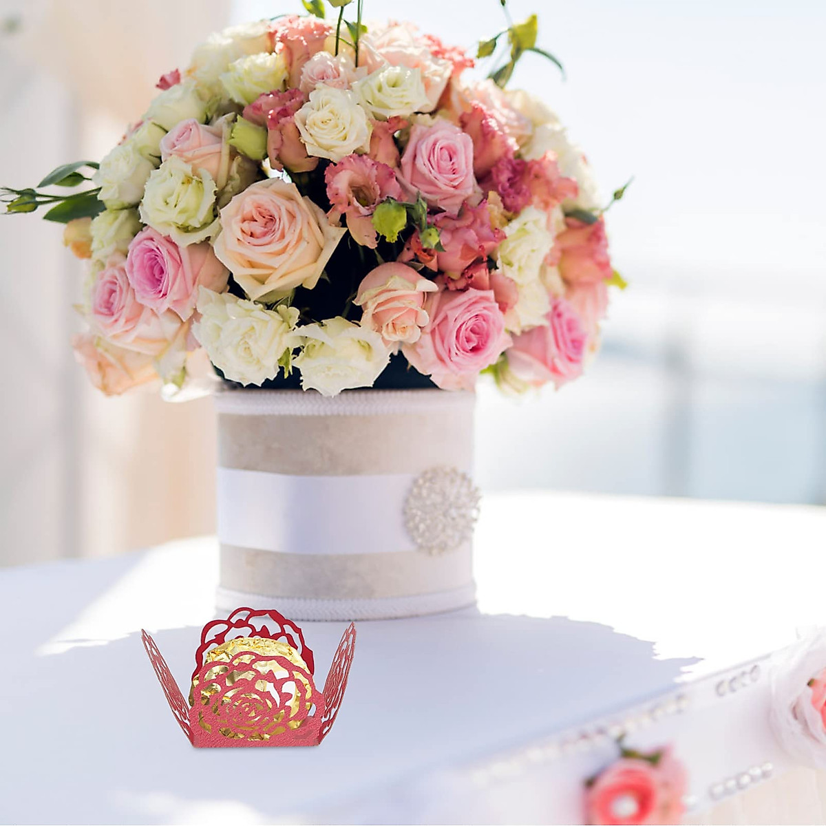 Toddmomy 50pcs Paper Candy Cups Cupcake Wrappers Artistic Bake Cake Paper Cups for Wedding Party Liners Dessert Holder（Red）