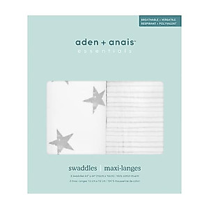 aden + anais Swaddle Blanket, Boutique Muslin Blankets for Girls & Boys, Baby Receiving Swaddles, Ideal Newborn & Infant Swaddling Set, Perfect Shower Gifts, 2 Pack, Dusty
