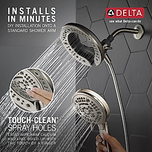 Delta Faucet 7-Setting In2ition Dual Shower Head with Handheld Spray, Brushed Nickel Shower Head with Hose, Showerheads & Handheld Showers, Handheld Shower Heads, Satin Nickel 75687DSN