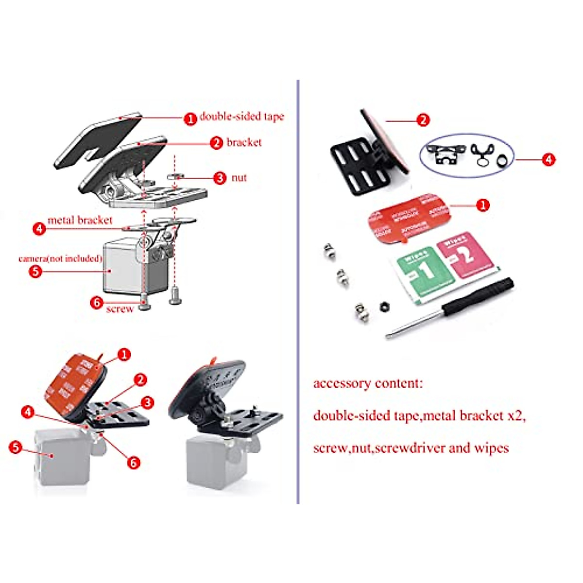 JUTOSHUR Car Rear Camera Holder Rear Window Windshield Bracket for Most Rear Camera Dash Cam
