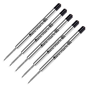5 - Monteverde Capless Gel Ballpoint Refill to Fit Parker Ballpoint Pens, Needle Point, Extra-Fine (Bulk Packed) (Black)