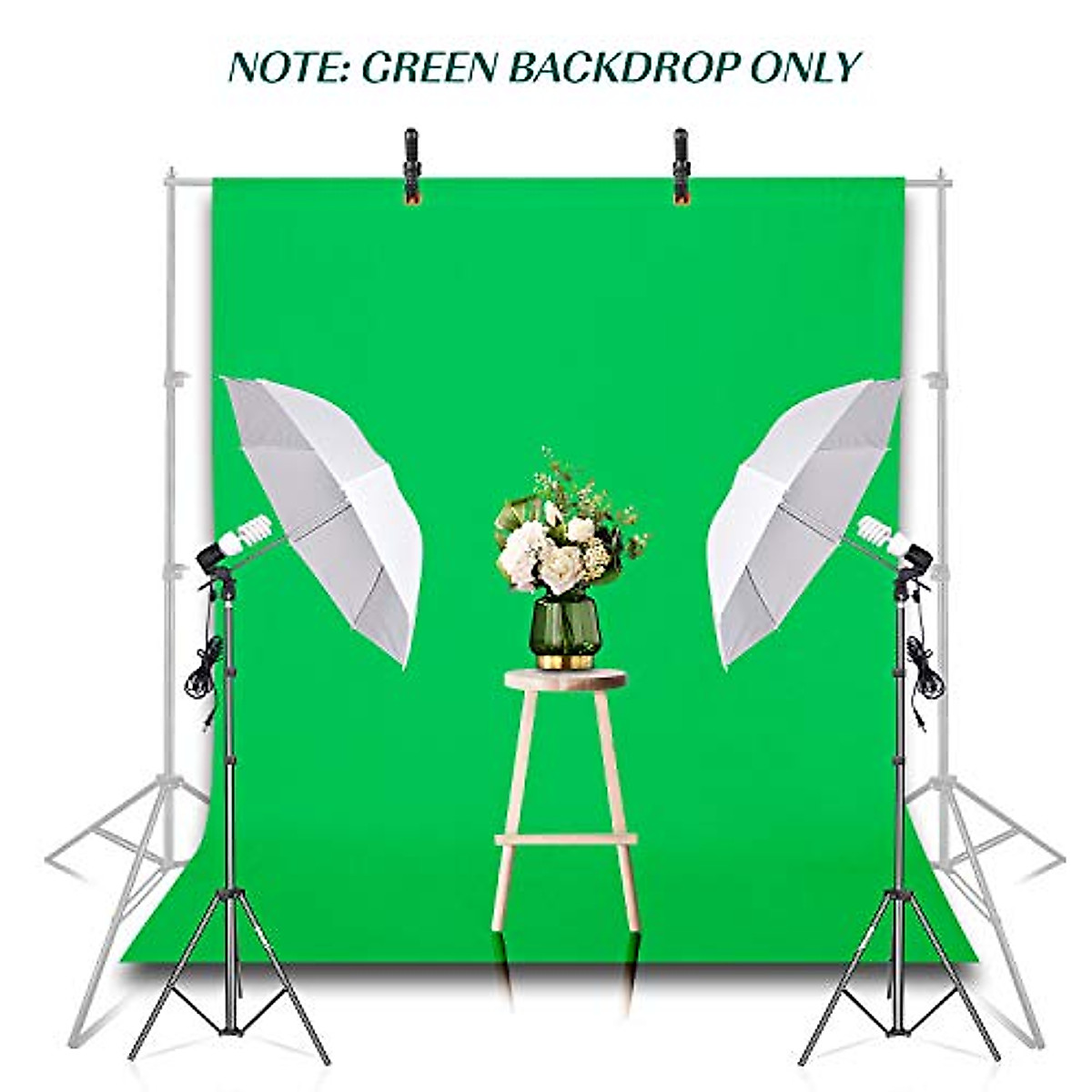 Emart 5x7ft Green Screen Backdrop, Polyester Wrinkle-Resistant Curtain Fabric, Chroma-Key greenscreen Cloth Sheet for Zoom, Including 2 Spring Clamps Suitable for Photoshoot, Interview, Live Stream