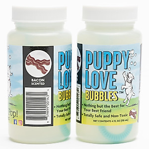 Puppy Love Bubbles, Bacon Scented Bubbles 4oz. Bottle-2 Pack in Bacon Flavor for Dogs