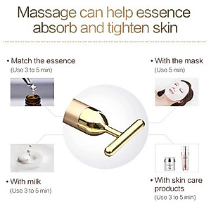 Beauty Bar 24k Gold Skin Care Face Massager Roller, 2 in 1 Electric 3D Roller and T Shape Energy Beauty Bar for Face Lift and Skin Tightening