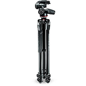 Manfrotto 290 Xtra Aluminum 3-Section Tripod Kit with 3-Way Head (MK290XTA3-3WUS) , Black