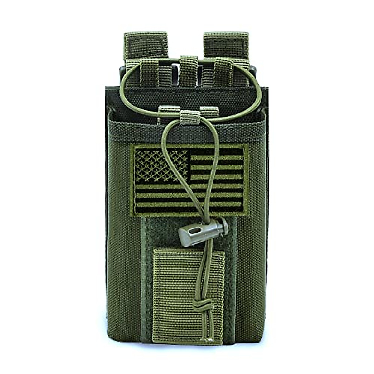 Tactical Radio Holder Molle Radio Pouch Case Heavy Duty Radios Holster Bag for Two Ways Walkie Talkies Adjustable Storage with 1 Pack Patch (Green)