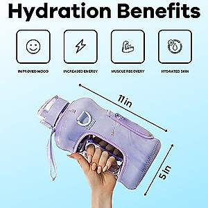 HYDRARANK Half Gallon Water Bottle with Sleeve - BPA Free Gym Water Bottle with Straw and Spout Lid - Leak Proof - Reusable Large Water Jug with Strap, Handle for Daily Hydration (74 Ounce)