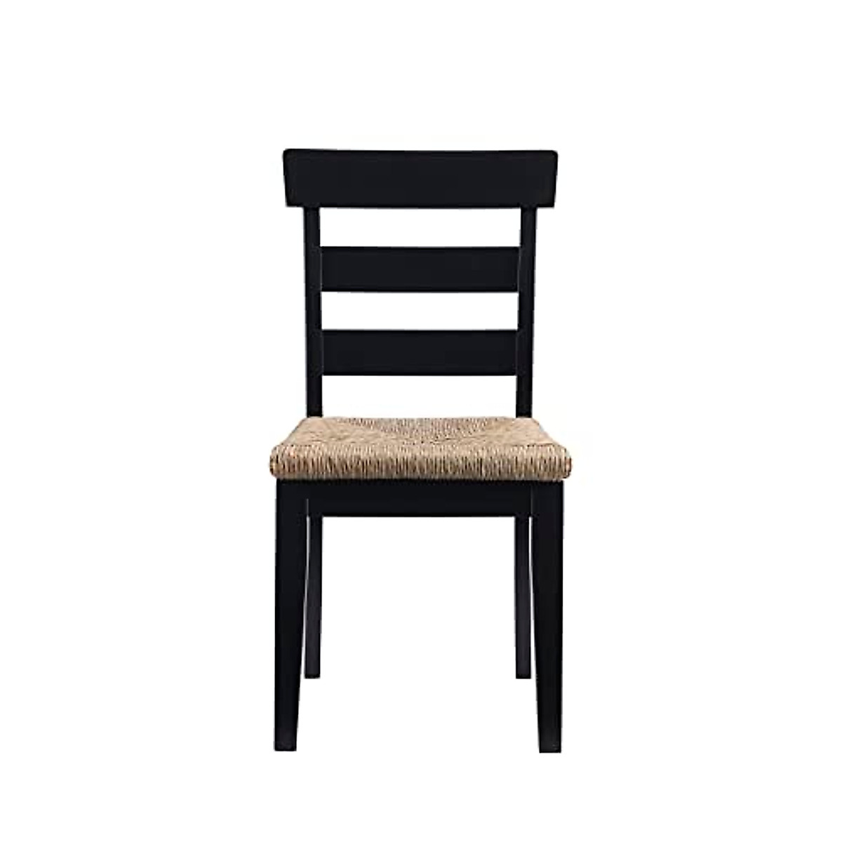 Linon Black Wood Woven Rush Seat, Minelli Dining Chair, Set of 2