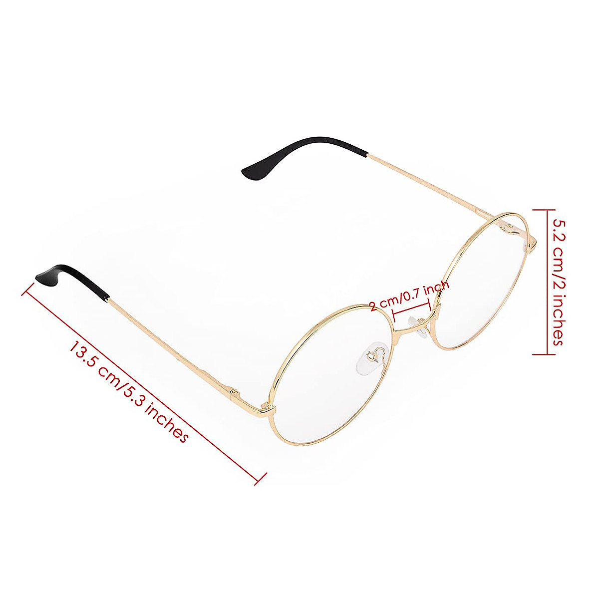 PLAY BLING Large 2" Metal Frame Round Glasses Set of 3 Clear Lens Glasses Lightweight Circle Eyeglasses for Women Men (Clear)