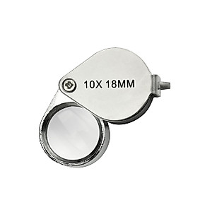 SE 10x18mm Chrome Round Body Jeweler's Loupe with Swing-Away Cover and Storage Box - Ideal for Detailed Craft and Inspection Work - MJ381018C