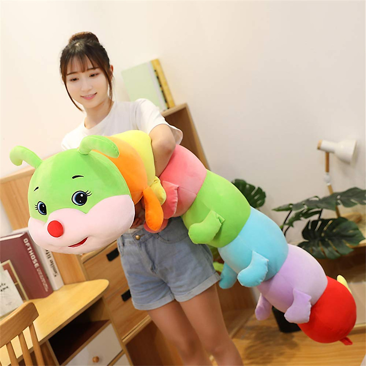Multicolor Caterpillar Stuffed Animal Big Hugging Pillow Cute Plush Soft Pillow Doll,Giant Plush Toy,Gifts for Girl Boy Babies Birthday (27.5inch/70cm)