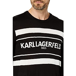 Karl Lagerfeld Paris Men's Crew Neck Basic Sweater, Black, Medium