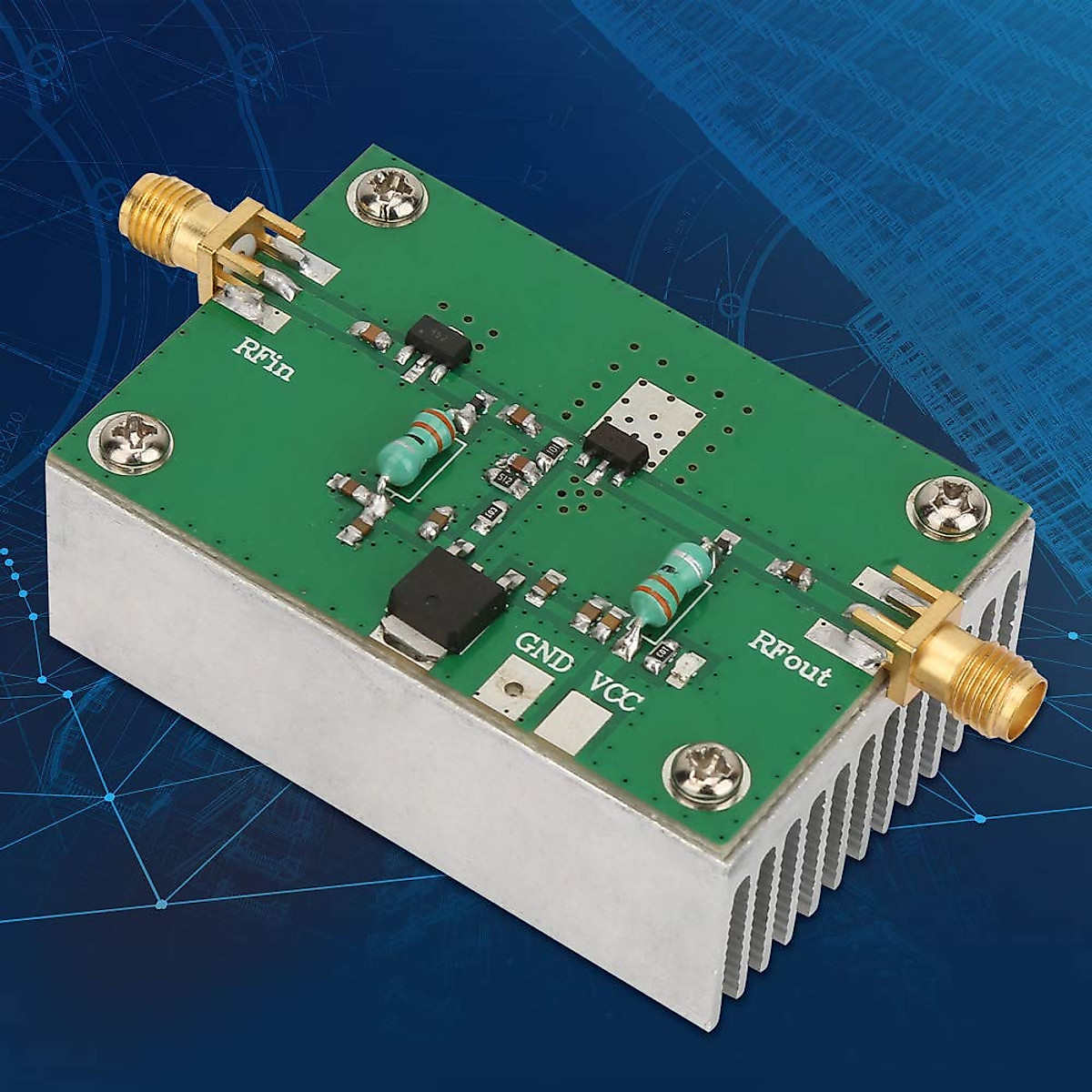 1-512MHz 1.6W Wideband Low Power RF Amplifier Broadband RF Low Power Amplifier with Heat Sink for Shortwave FM Ham Radio