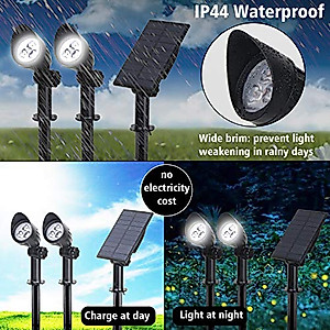 CORESLUX Solar Spotlights Outdoor Garden Lights, Super Bright 6 LED Bead Landscape Spotlights IP65 Waterproof Adjustable Solar Spot Lights for Patio Yard Garden Pathway (White Light)
