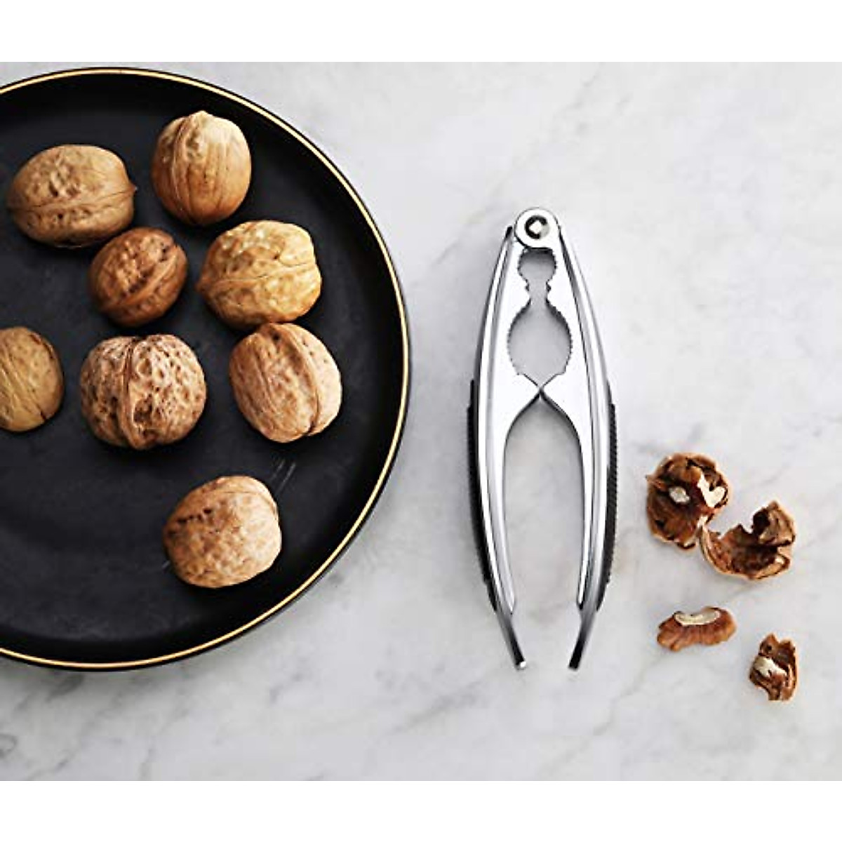 New Star Foodservice 27969 Die Cast Zinc Alloy Lobster Nutcracker Seafood Cracker with Soft Rubber Grips, 6", Silver