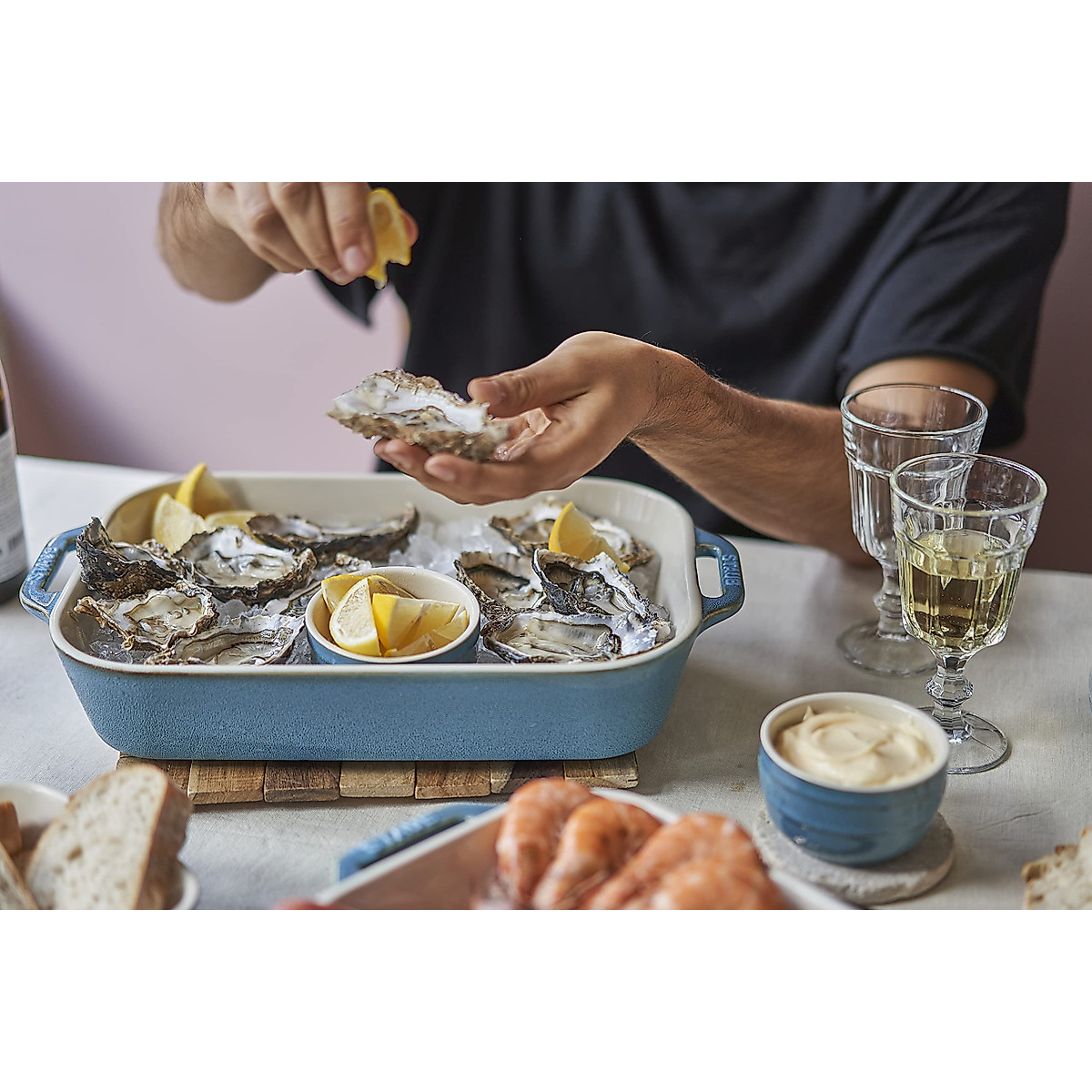 STAUB Ceramics Rectangular Baking Dish, 13x9-inch, Rustic Turquoise