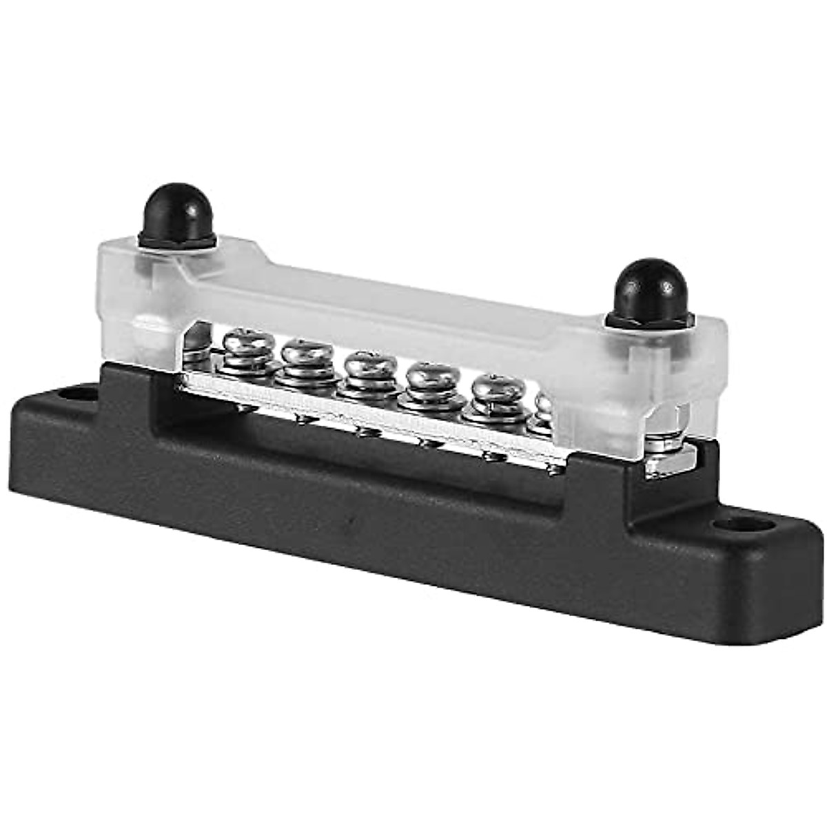 6 Terminal Bus Bar Kit - 150 A BusBar Block, Ground Distribution, 6 Post Power Distribution Terminal Block w/ 6 M4 Screws + 2 Studs Set, for Caravan Car Boat Marine Caravan RV