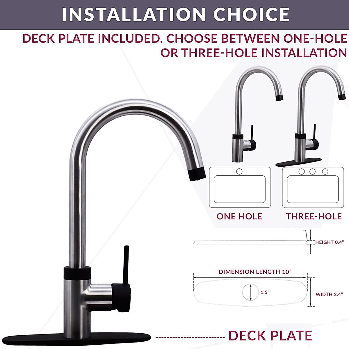 Westbrass KH31B-62 HotMaster 3 in 1 Single Handle Dual Waterway Kitchen Faucet Only, Matte Black