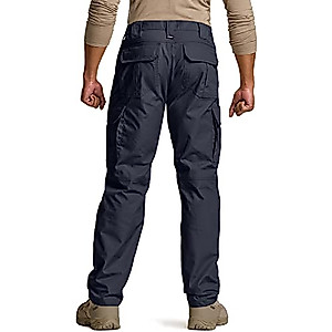 CQR Men's Tactical Pants, Water Resistant Ripstop Cargo Pants, Lightweight EDC Work Hiking Pants, Outdoor Apparel, Duratex Police Navy, 28W x 30L