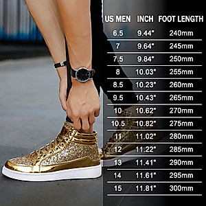 IGxx Glitter Shoes for Men High Top Flashing Party Casual Lace-up Sneakers Men