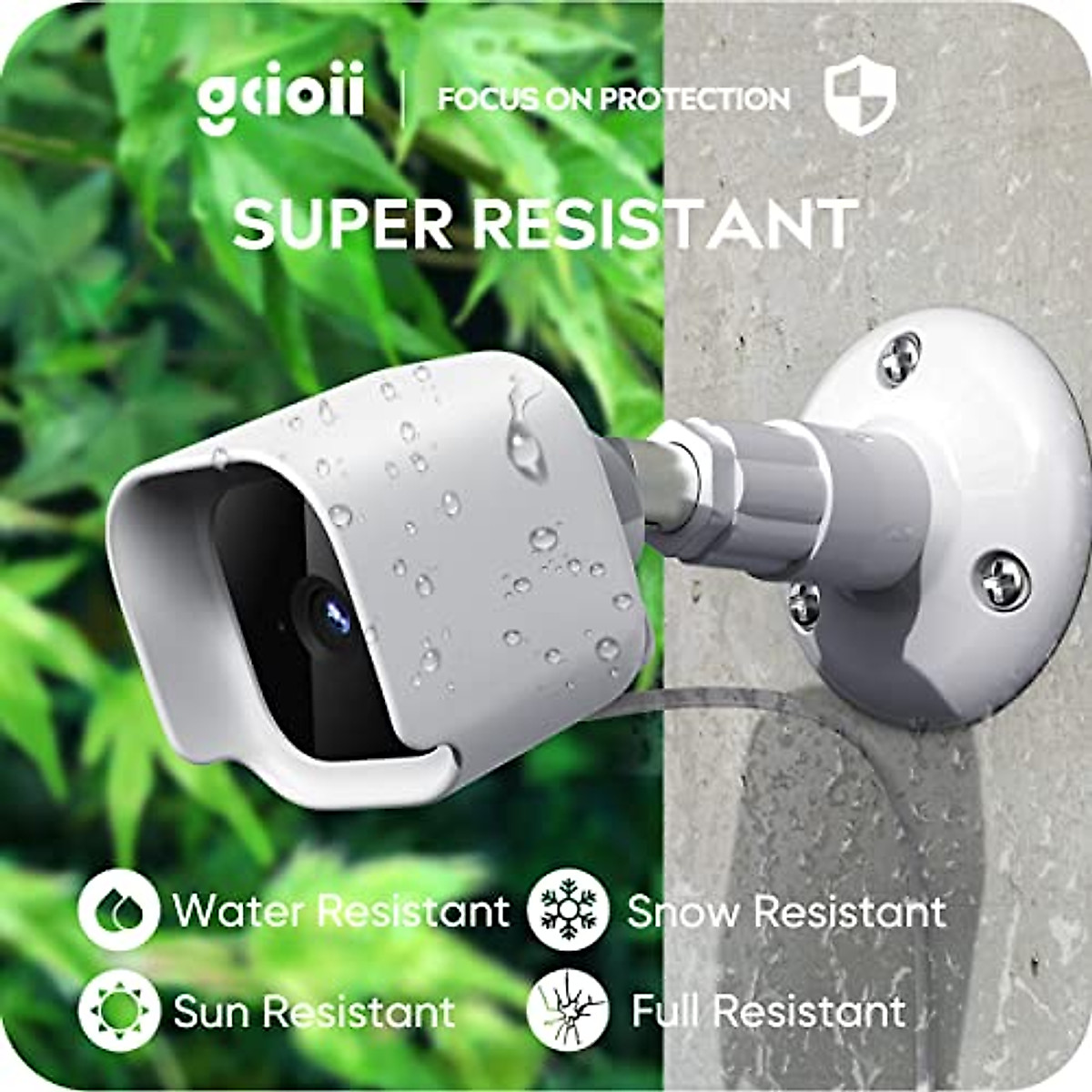 Blink Mini Camera Wall Mount Bracket with Protective Case，Weather Proof 360 Degree Protective Adjustable Indoor/Outdoor Small Mount Accessories(1 Pack White，Camera not Included)