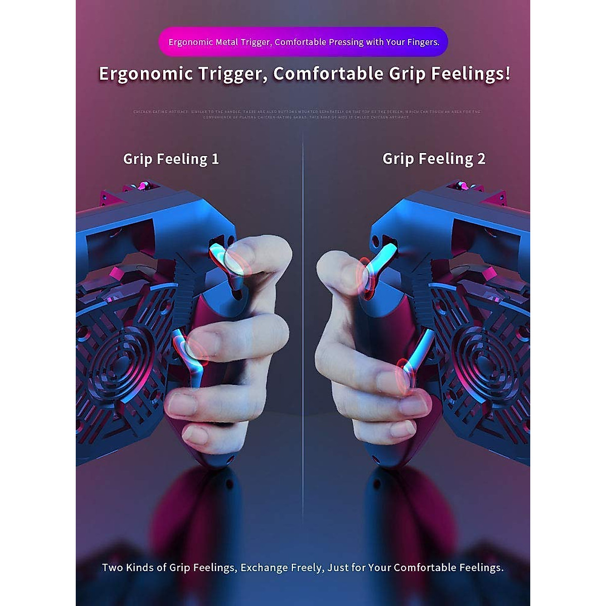 PUBG Mobile Controller Radiator Fast Cooling Phone Gamepad 4 Trigger 6 Finger Operation - L1R1/L2R2 for iPhone, Samsung, Oneplus, Pixel, compatible with CoD Warzone Mobile, Fortnite, Powered by USB C