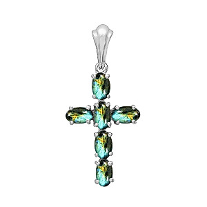 Multi Choice Oval Shape Gemstone 925 Sterling Silver Christmas Cross Religious Pendant Jewelry For Women (labradorite)