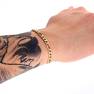 Nuragold 10k Yellow Gold 5.5mm Figaro Chain Link Bracelet, Mens Womens Jewelry 7" 7.5" 8" 8.5" 9"