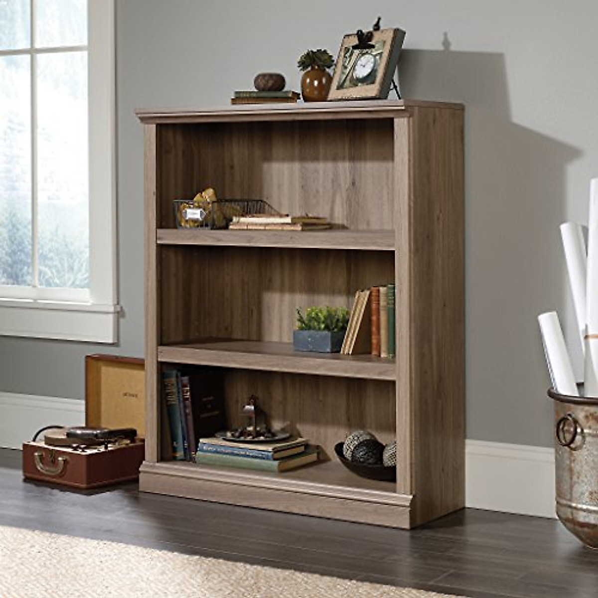 Sauder Select Collection 3-Shelf Bookcase, Salt Oak finish