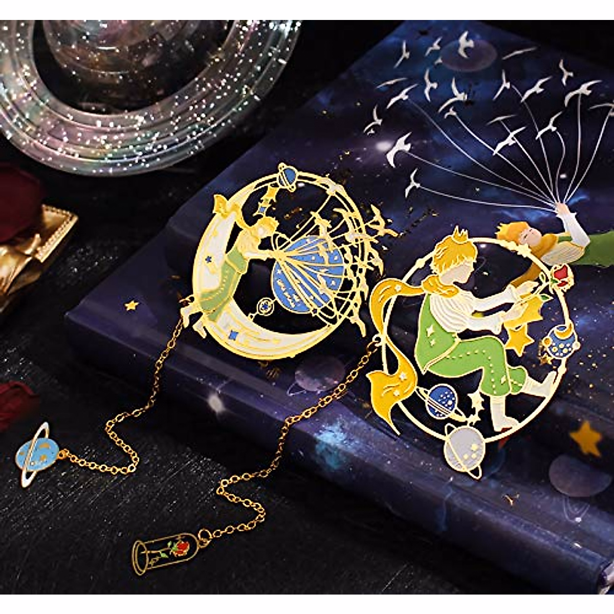 PonPom Little Prince Metal Bookmark with Beautiful Pendants, Ideal Gift for Readers Lovers,Teachers,Students (FanXing)