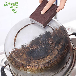 Krisler 8pc Carborundum Sponge Nano Emery Sponges Caspian Stone Pot Clean Brush Rust Eraser Grit Scouring Pads Pot Cleaning Pads with Carborundum Washing Kitchen Cleaner Tool(thickness-1inch)