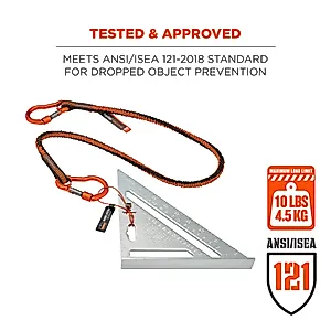 Ergodyne - 19822 Shock Absorbing Tool Lanyard with Two Self-Locking Carabiners, Tool Weight Capacity 10lbs, Squids 3110, Gray, Standard (3110F(x))