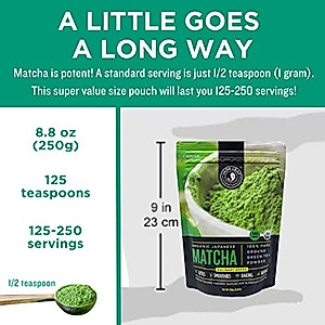 Jade Leaf Matcha Organic Green Tea Powder - Culinary Grade Premium Second Harvest - Authentic Japanese Origin (8.8 Ounce Pouch)