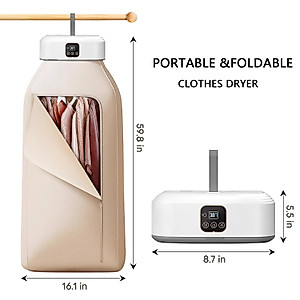 Portable Dryer-Foldable Dryer-With Remote Control Mini Dryer- Great For Travel, RV, Home, Apartment-Electric Dryers Fast And Efficient Drying And Easy To Use And Store White