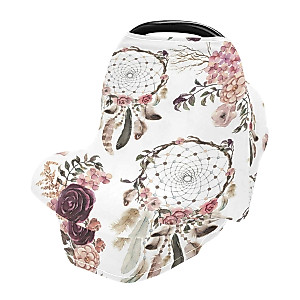 Nursing Cover Breastfeeding Scarf Ethnic Boho Floral- Baby Car Seat Covers, Stroller Cover, Carseat Canopy (n)