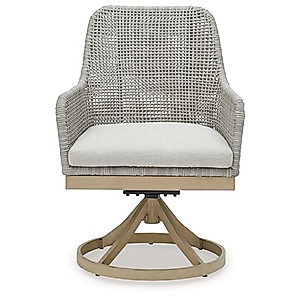 Signature Design by Ashley Seton Creek Outdoor Swivel Dining Chair, Set of 2, 25" W x 26" D x 36" H, Light Brown & Light Gray