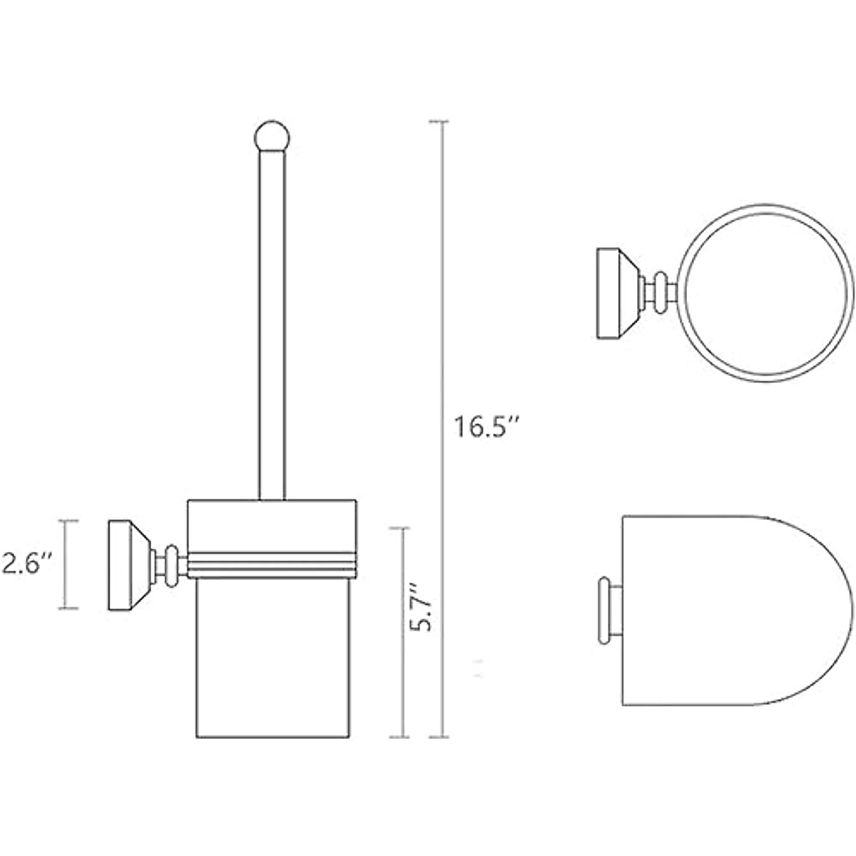 AAMNA Antique Brass Toilet Brush and Holder Wall-Mounted Ceramic Cleaning Brush w/Long Handle Deep Cleaner for Bathroom Storage and Organization