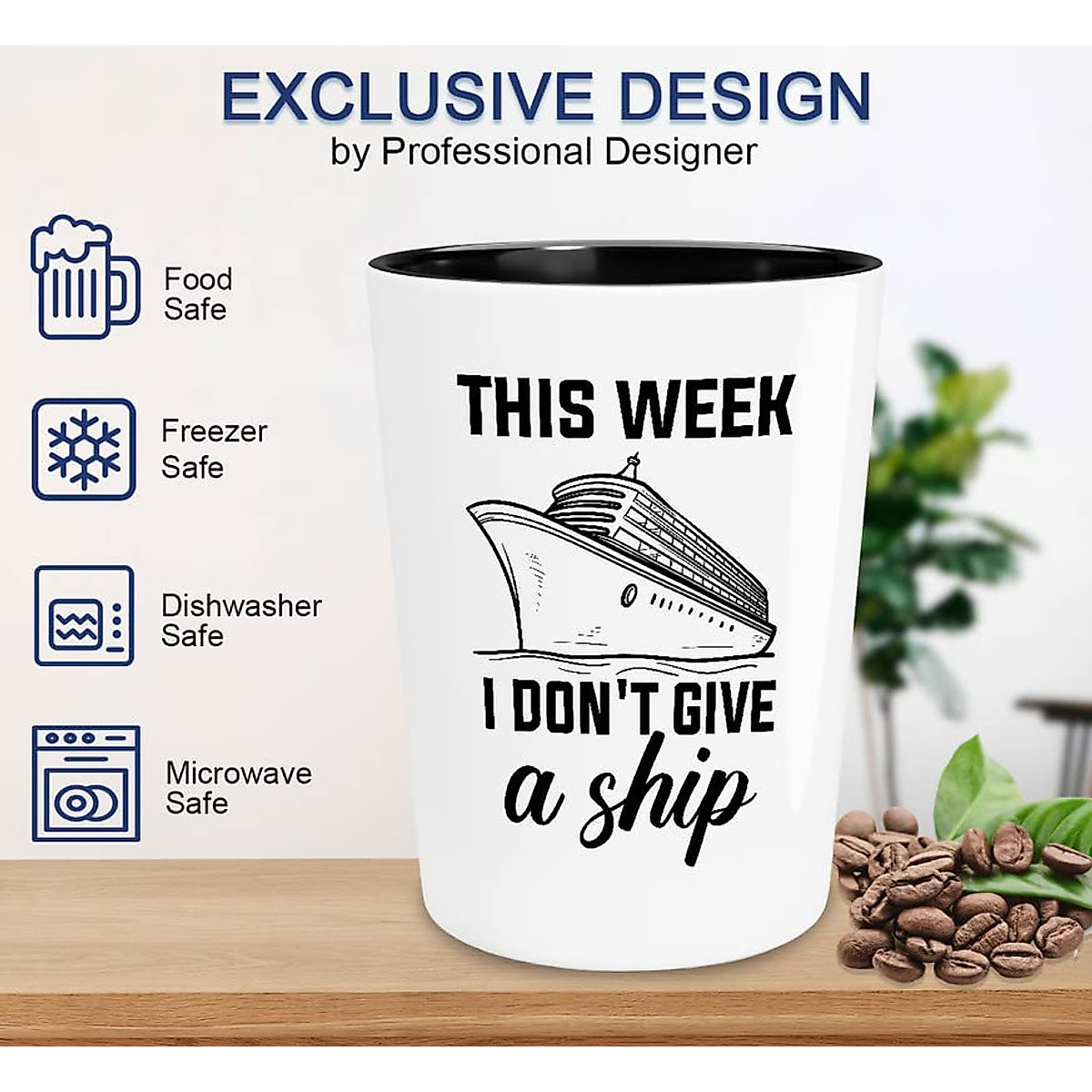 Flairy Land Cruise Shot Glass 1.5oz - This Week I Don't Give A Ship - Yacht Boating Sailing Houseboat Travel Vacation Ocean Water Pontoon Beach