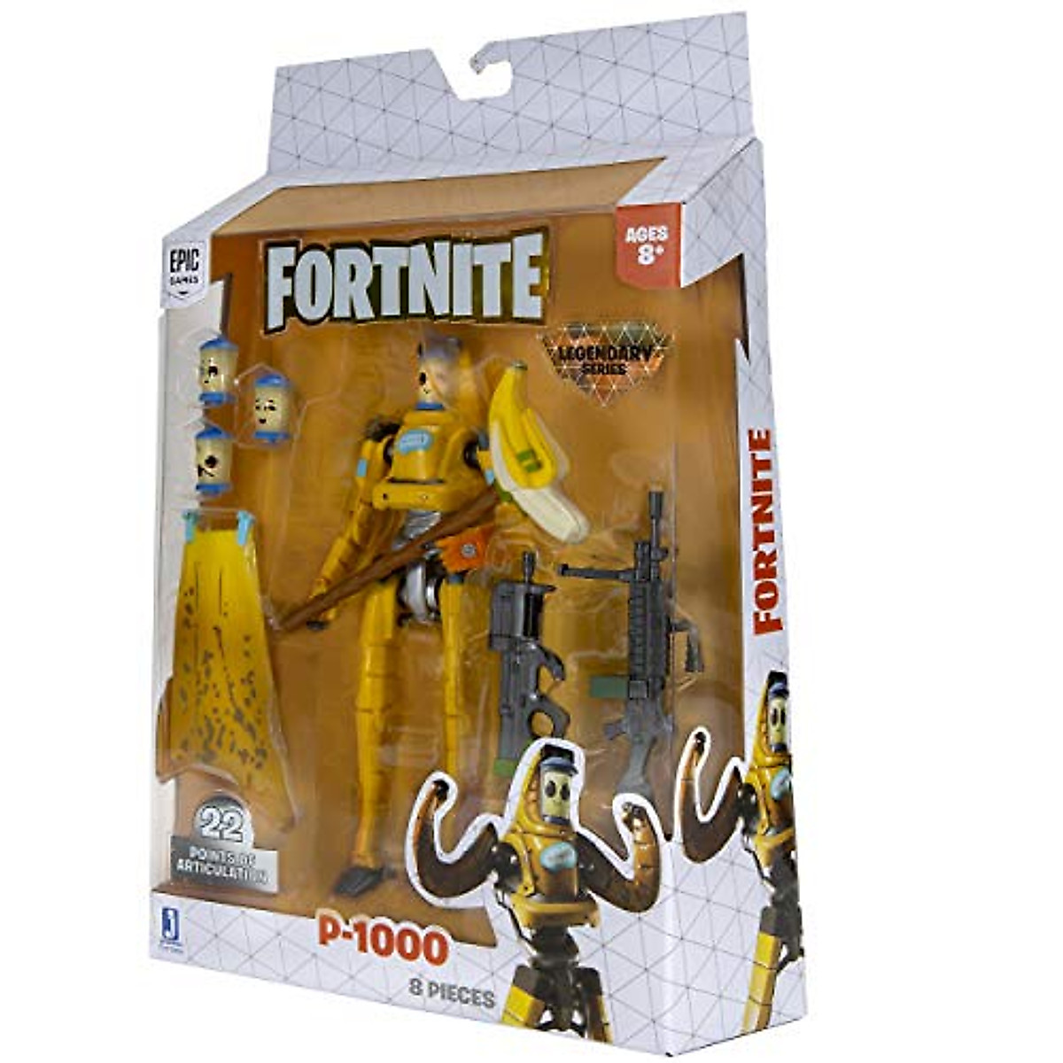 FORTNITE Legendary Series, 1 Figure Pack - 6 Inch P-1000 Collectible Action Figure - Includes 4 Interchangeable Faces, 1 Harvesting Tool, 2 Weapons, 1 Back Bling - Collect Them All