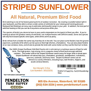 Pendelton Turf Supply Striped Sunflower | All-Natural, Premium Bird Food (5 lb Resealable Bag)