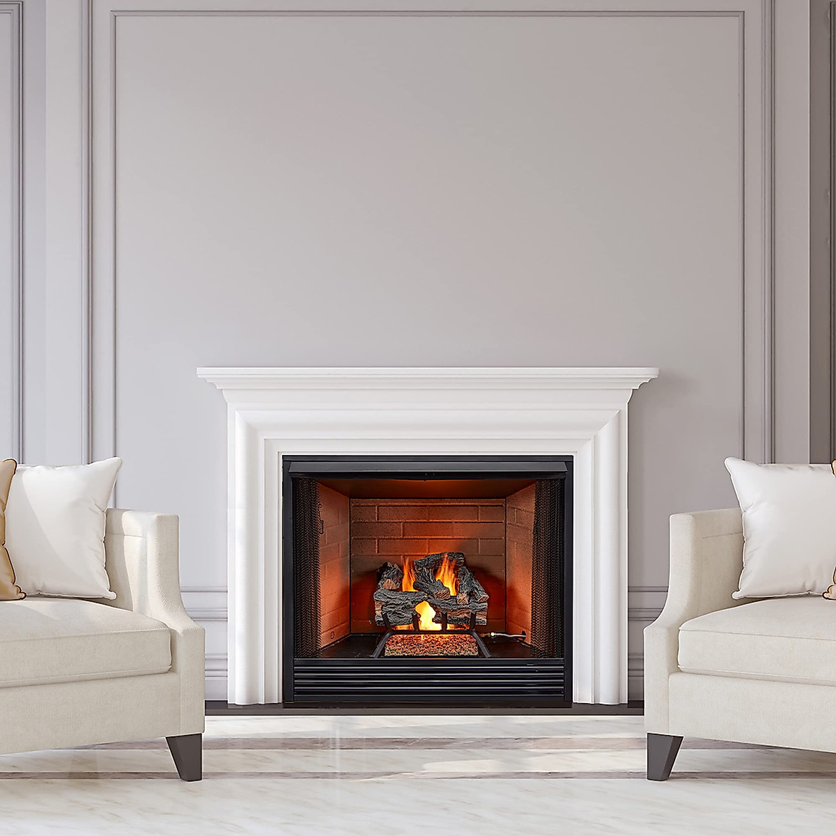 HearthSense CSW18HVL Natural Gas Vented Fireplace Logs Set with Match Light, 45000 BTU, Heats up to 1650 Sq. Ft, Colorado Split Wood, 18 Inches