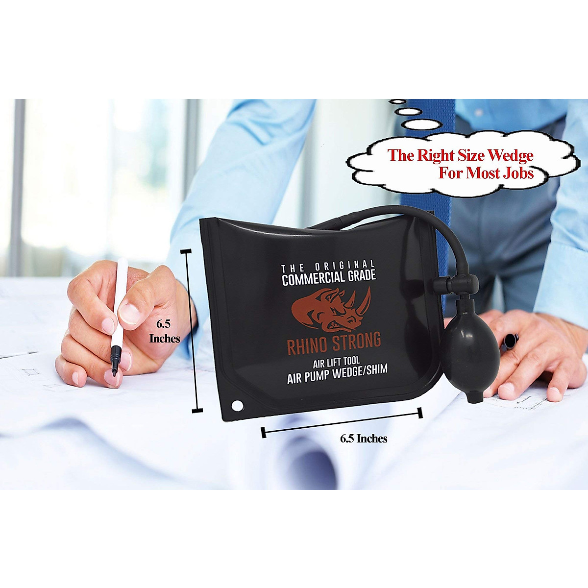 Rhino Strong The Original Commercial Grade Air Wedge Bag 2.0 Pump Professional Leveling Kit & Alignment Tool Shim Bag in The Popular Medium and Large Size (2 Pack).