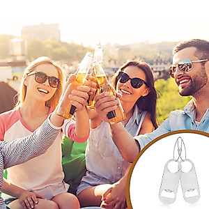 50 Pieces Stainless Steel Flat Bottle Opener with Keychain Beer Opener Bulk Soda Beverage Opener for Men Women Bartender Kitchen Bar Restaurant Tool, 3.5 x 1.3 Inches (Silver)