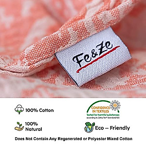 Fe&Ze Turkish Hand Towels with Hanging Loop, 22 x 36 in, 100% Cotton Kitchen Towels Decorative Set of 2, Coral Orange Towels for Bathroom