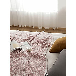 100% Polyester Microfiber Fluffy Leopard Knitted Baby Blanket Throw Blanket Super Soft Cozy Lightweight Thick Blanket for Baby (Baby 30"X40", Pink)