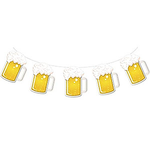 Beer Party & Oktoberfest Decoration - Brew Steins Garland - 10 ft Long Mug Pennant Banner (1)