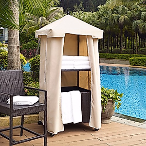Crosley Furniture Palm Harbor Outdoor Wicker Rolling Towel Valet with Sand Cover - Brown