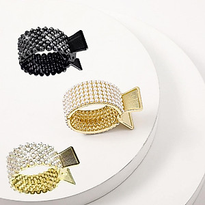 Doromy Rhinestone Hair Clips - 3-Pack High Ponytail Barrettes, Spring Clips, Hair Claws & Cuffs for Women's Thick/Thin Hair Accessories