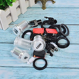 Comimark 1 Set 5V LED Illuminated Push Button 1P/2P Player Start Buttons 33mm(White)