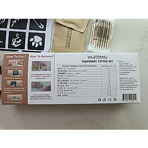 Temporary Tattoos Kits, Semi Permanent Tattoos, DIY Fake Freckles Temporary Tattoos for Women Men Kids Party,Summer Trend hand Ink with 78 Pcs Tattoo Stencils,Jagua Gel - Full Kit 5 Bottles